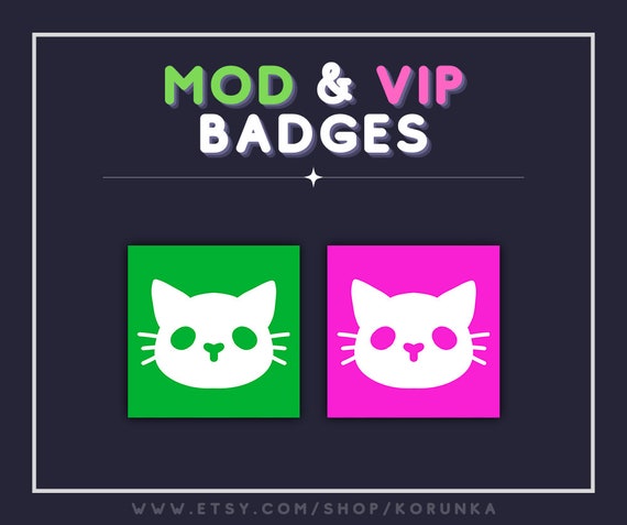 Mod Badge & VIP Badge Cat Kitty Badges for Your Twitch - Etsy