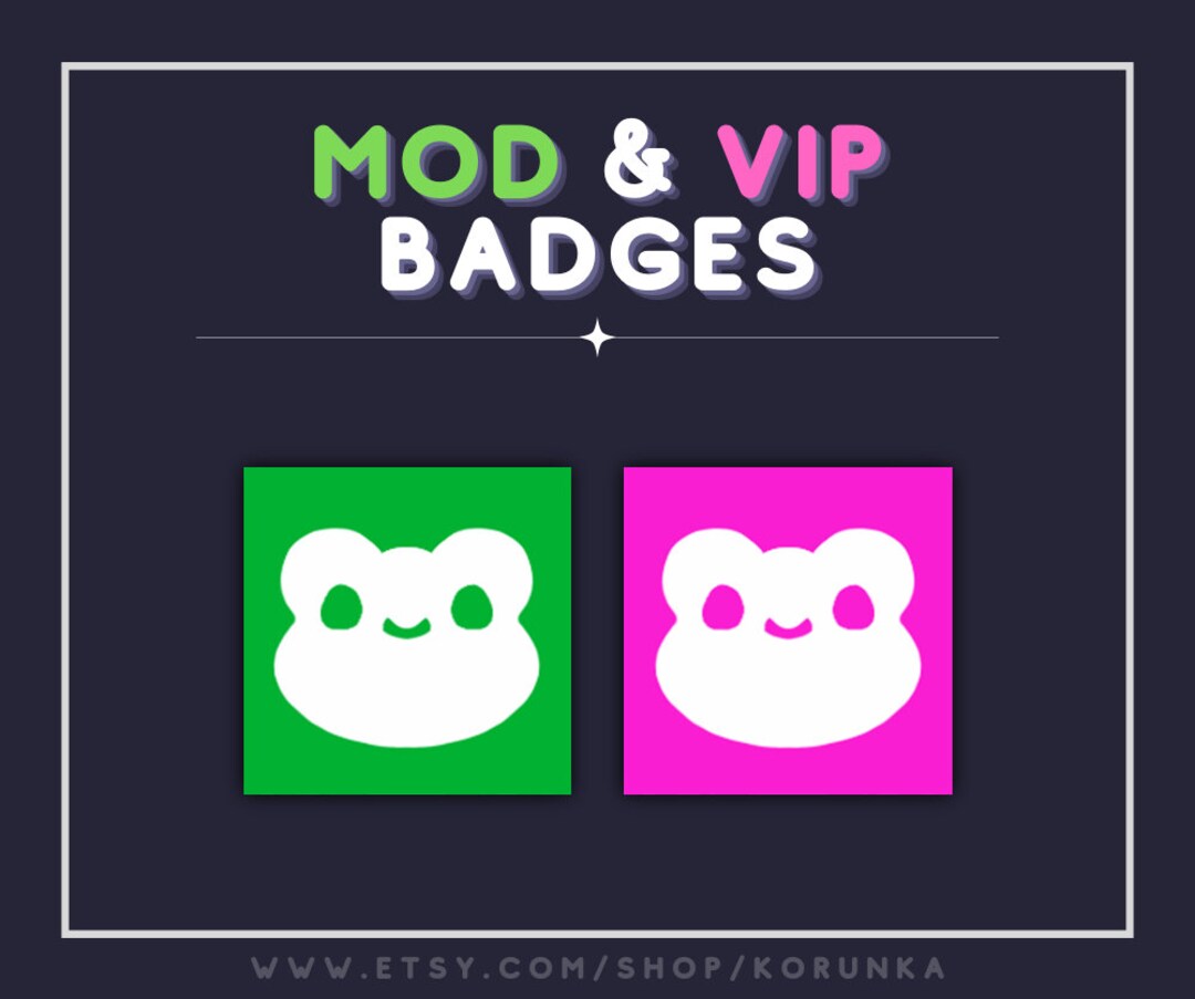 Mod Badge & VIP Badge Frogs Frog Badges for Your Twitch - Etsy UK
