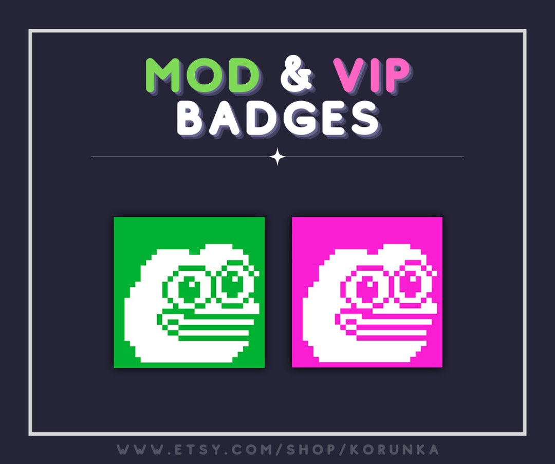 Mod Badge & VIP Badge Pixel Pepe Peepo Badges for Your Twitch - Etsy