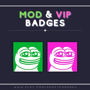 Mod Badge & VIP Badge Pepe Peepo Badges for Your Twitch - Etsy