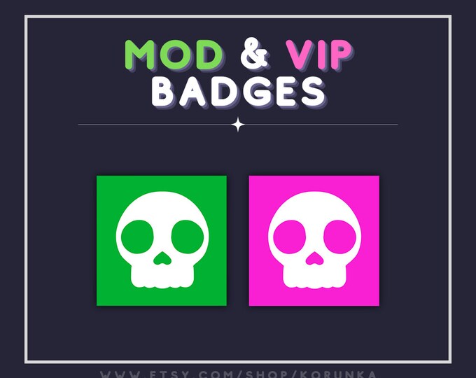 Mod Badge & VIP Badge Skull, Skeleton Badges for Your Twitch, Halloween ...