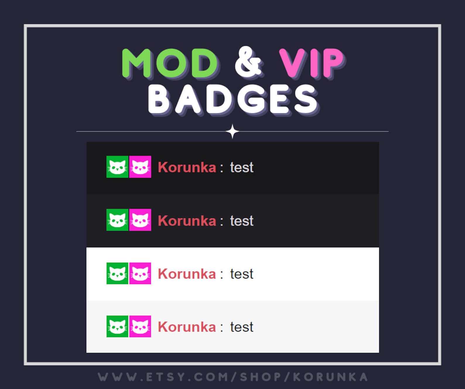 Mod Badge & VIP Badge Cat Kitty Badges for Your Twitch - Etsy