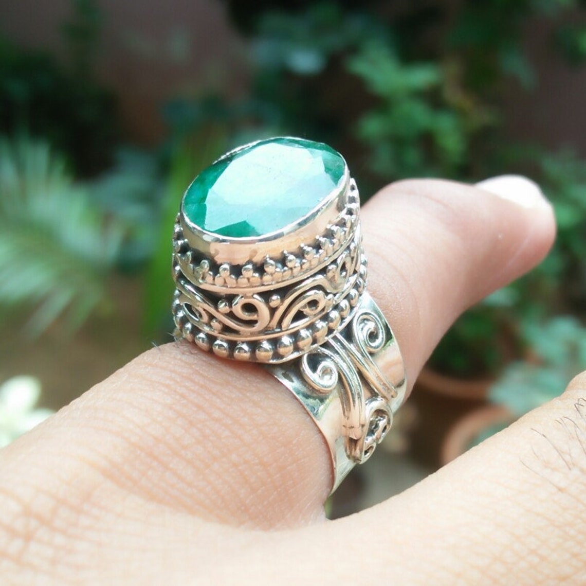 Unique natural emerald ring one of a kind genuine emerald | Etsy