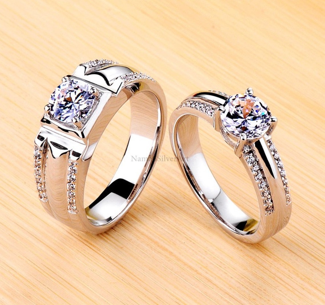 925 Sterling Silver Engagement Rings Wedding Rings | Etsy