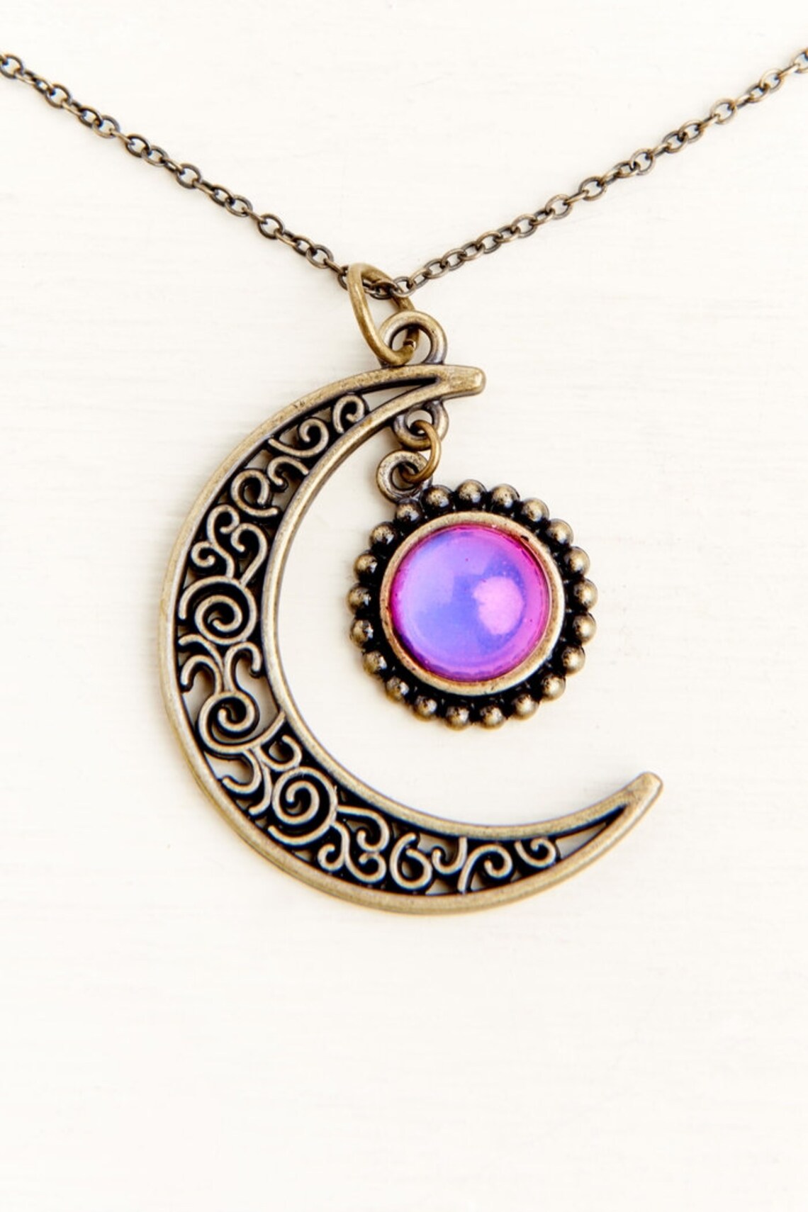 Gemstone Moon Necklace Moon Necklace Moon Jewellery - Etsy