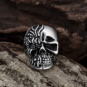 Terminator Skull Biker's ring for men and boy's 925 | Etsy