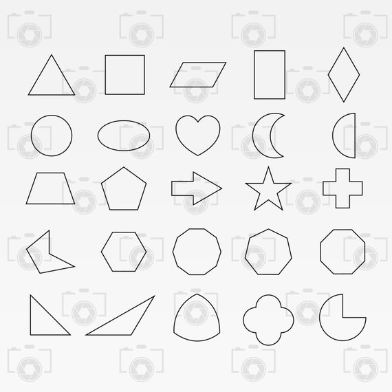 Basic Shape Outline svg Basic Shape Outline Digital clipart | Etsy