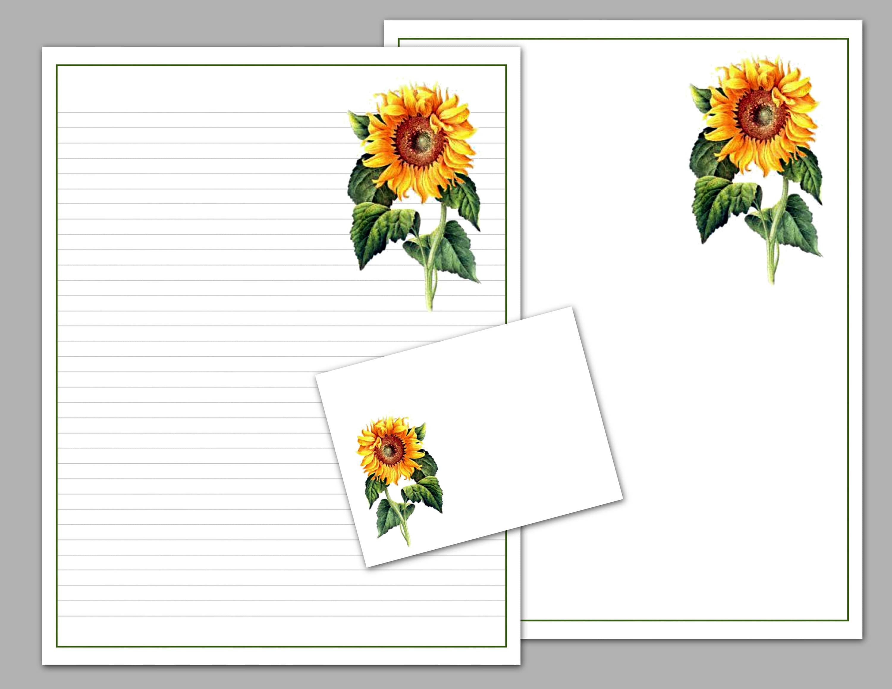 Printable Sunflower Stationery Designs