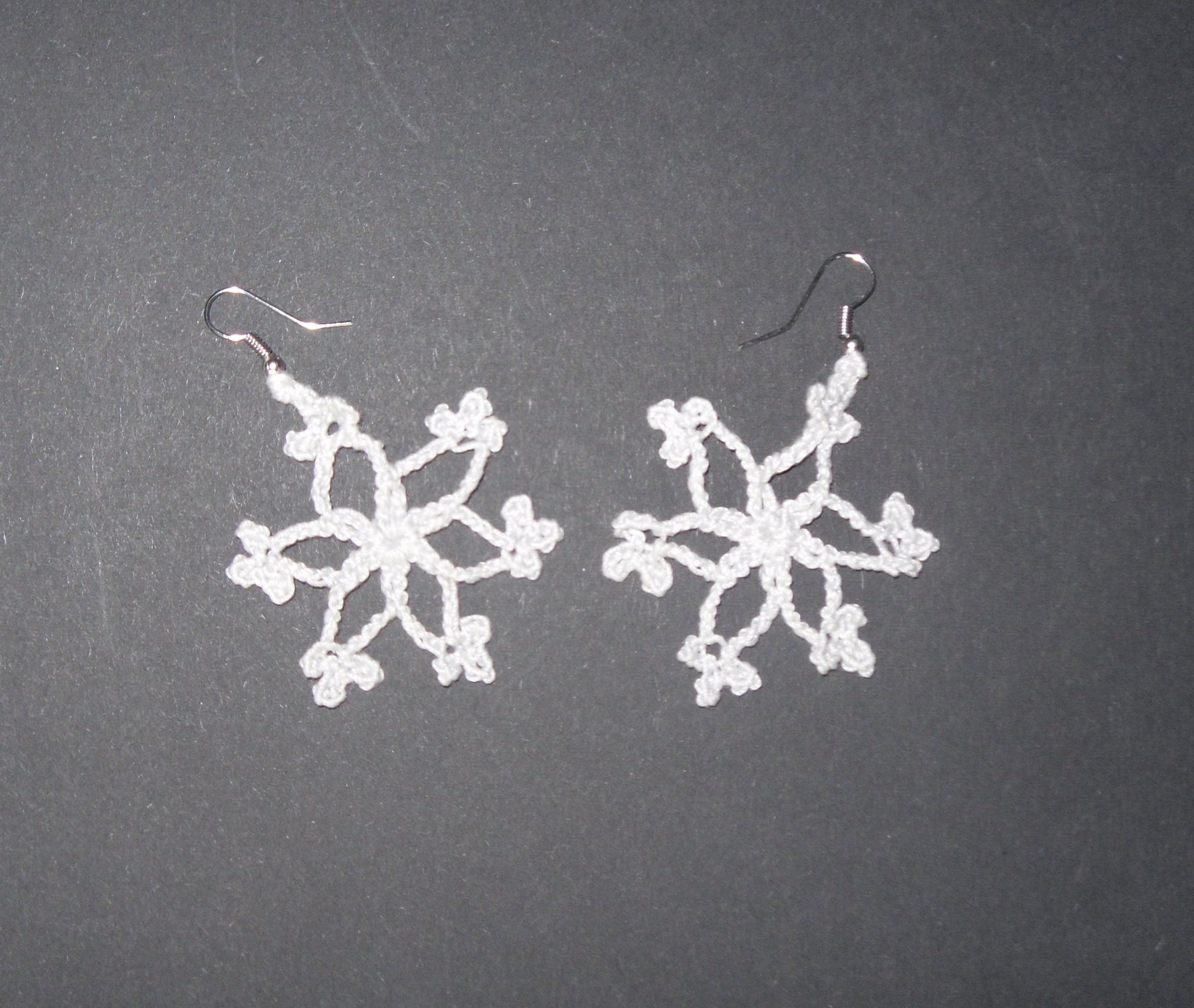 Snowflake Crochet Earrings - Etsy UK