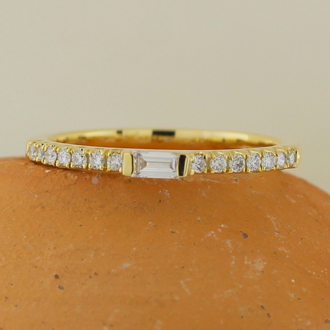 Baguette Diamond Ring Diamond Baguette Ring in 14k Gold | Etsy
