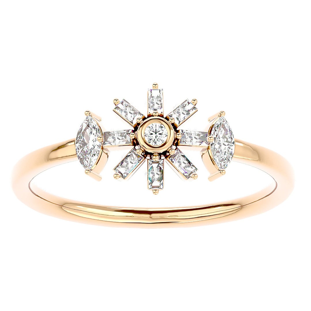 Sunshine Diamond Wedding Ring, Natural Diamond Engagement Ring, Art ...