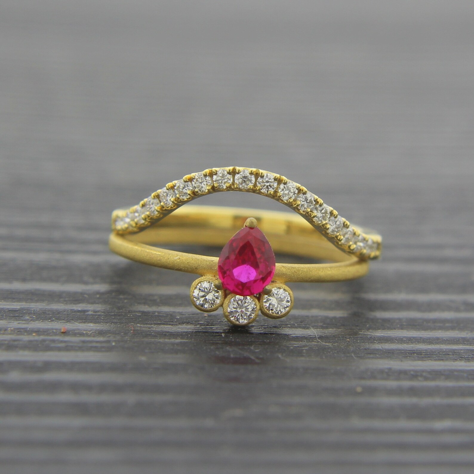 Unique Pear Shaped Ruby Engagement Ring Set in 14K Gold. Tear - Etsy