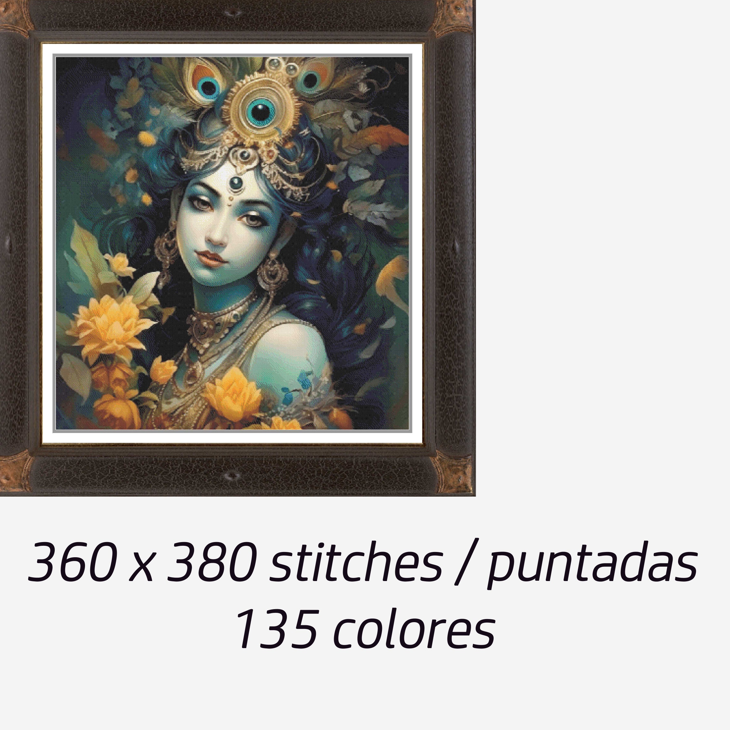 Krishna Cross Stitch, God to Embroider, Goddess Cross Stitch, Cross ...