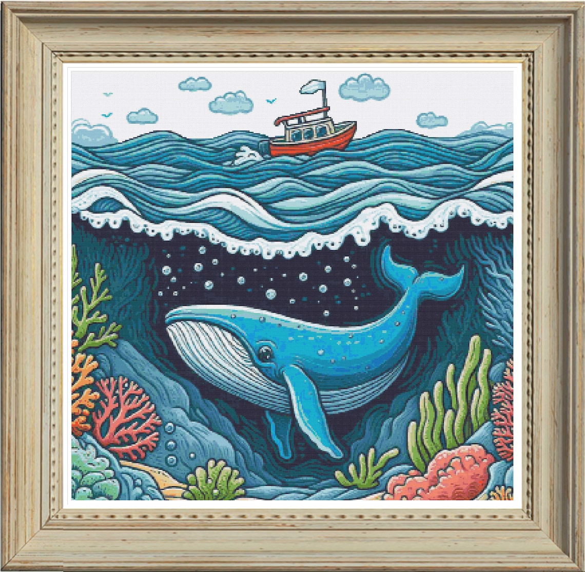 Whale Cross Stitch, Sea Cross Stitch, Maritime Cross Stitch, Cross ...