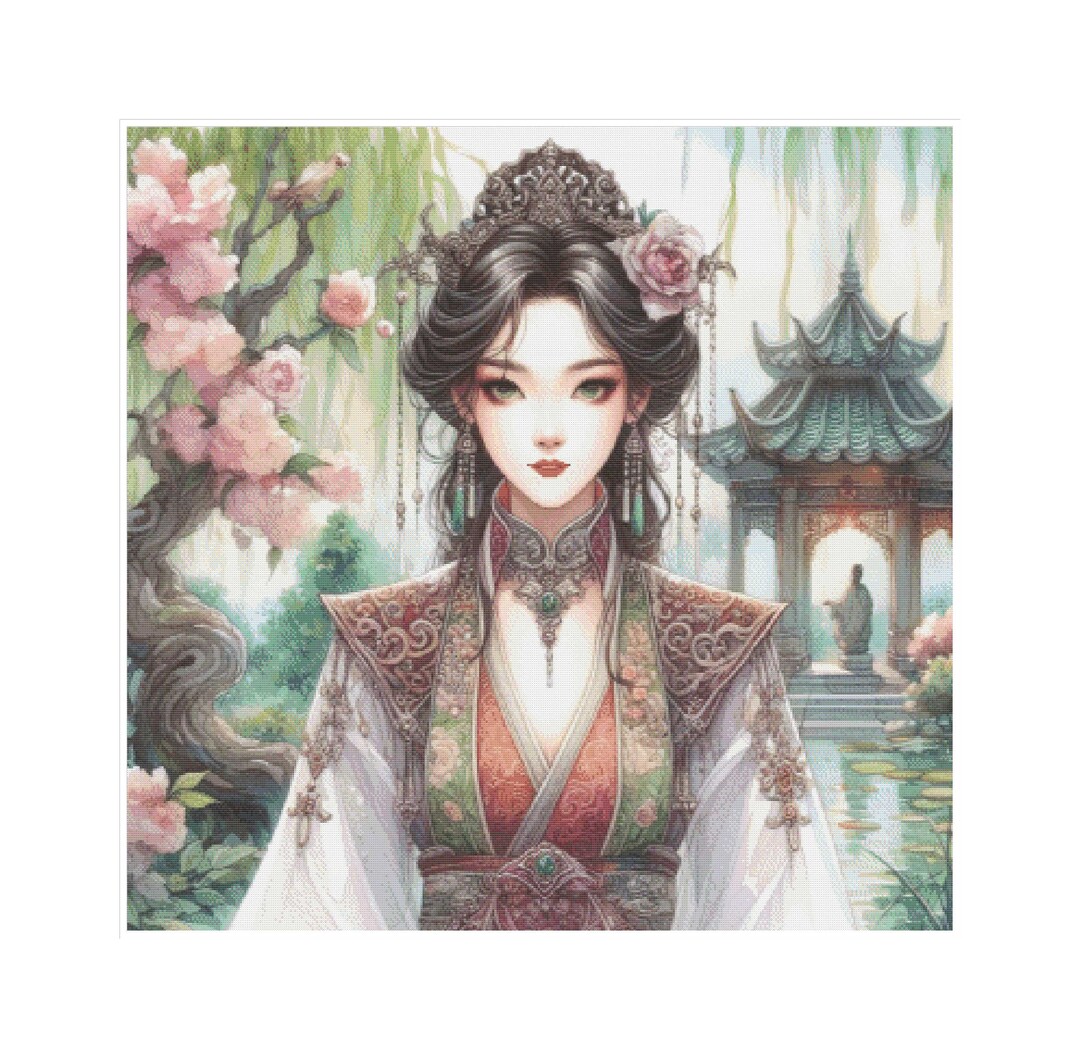 Manga Cross Stitch Pattern, Geisha Pattern, Woman Cross Stitch, Japan ...