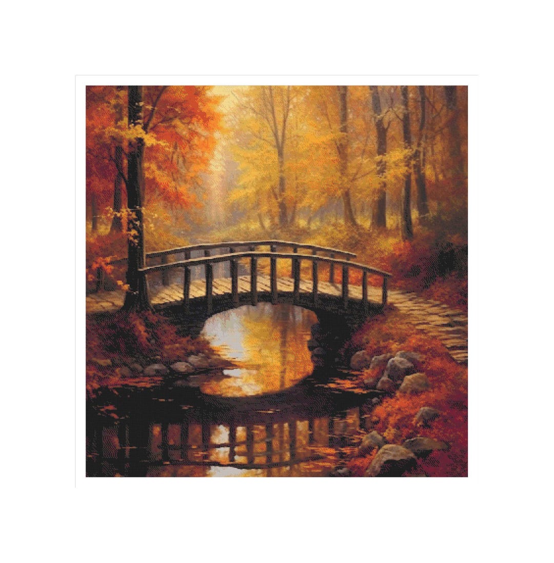 Bridge Cross Stitch, Forest Cross Stitch, Cross Stitch Bridge, Cross ...