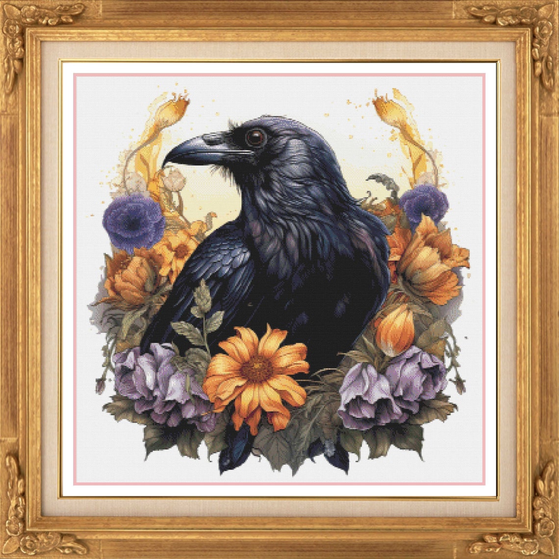Cross Stitch Raven, Cross Stitch Ravens, Animal to Embroider, Bird to ...