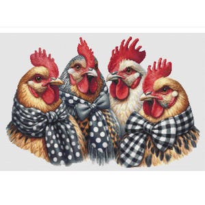 Cross Stitch Chickens, Chicken Cross Stitch, Rooster Cross Stitch, Hen ...