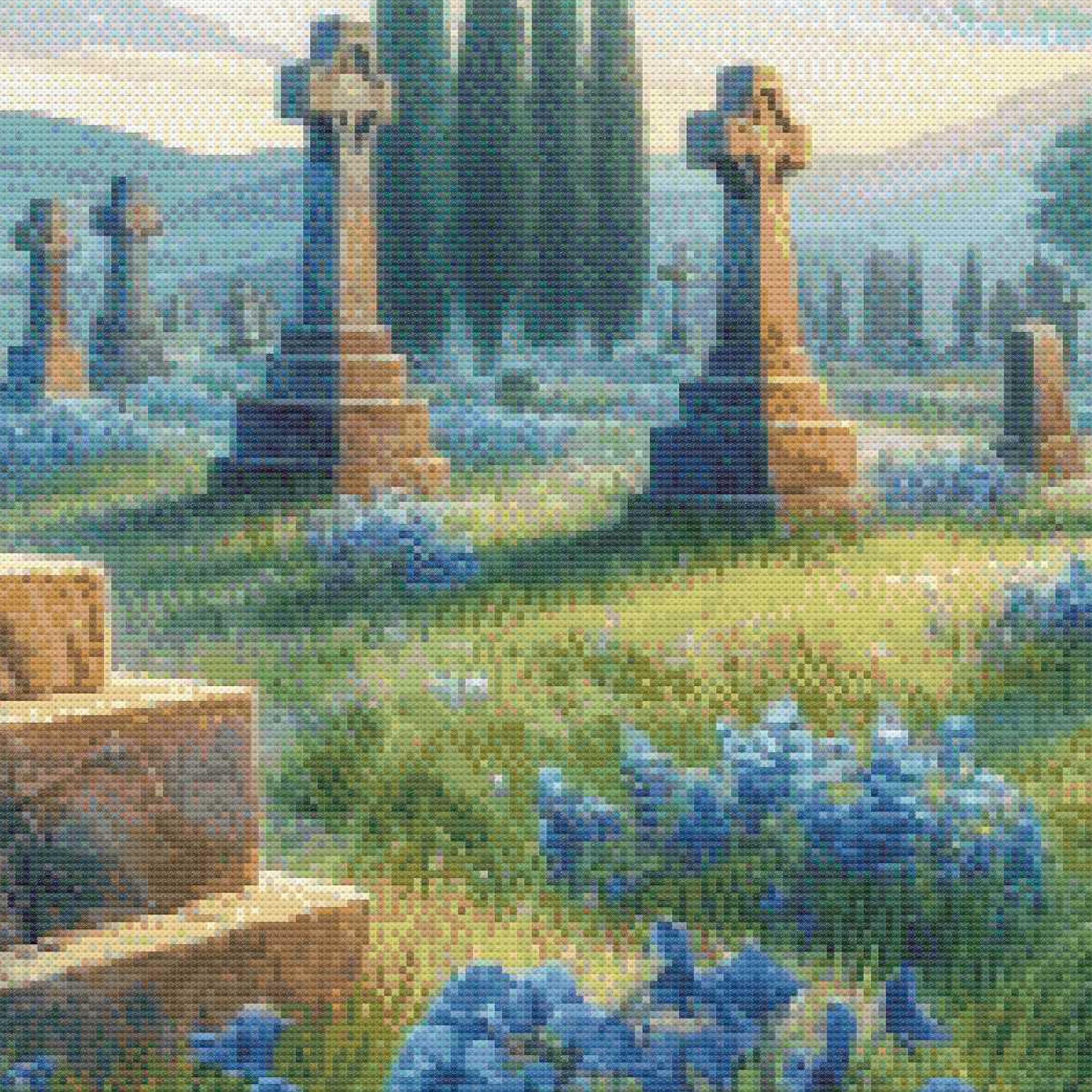 Gothic Cross Stitch Pattern, Cemetery Cross Stitch, Moon Cross Stitch ...