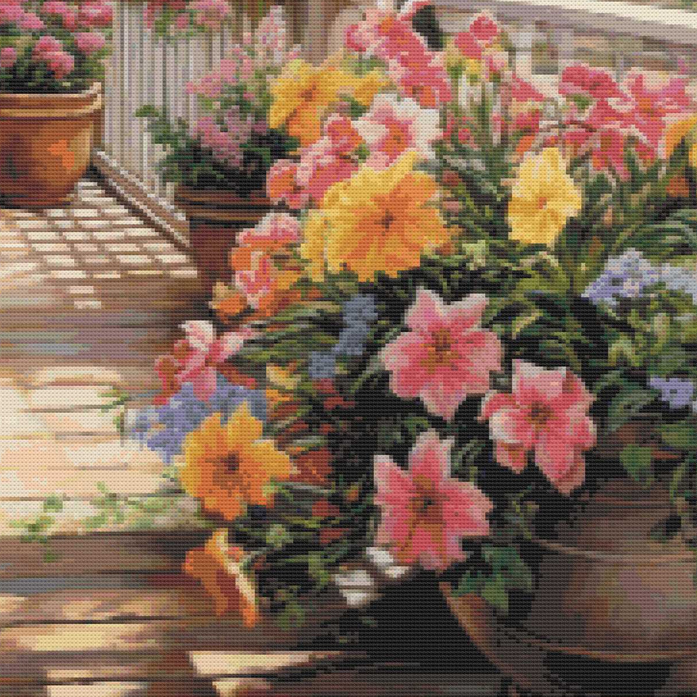 Porch Cross Stitch, House to Embroider, Cross Stitch House, Cross ...