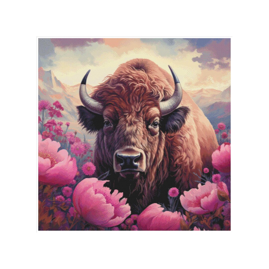 Bison Cross Stitch, Buffalo Cross Stitch, Bison Pattern, Bull Cross ...