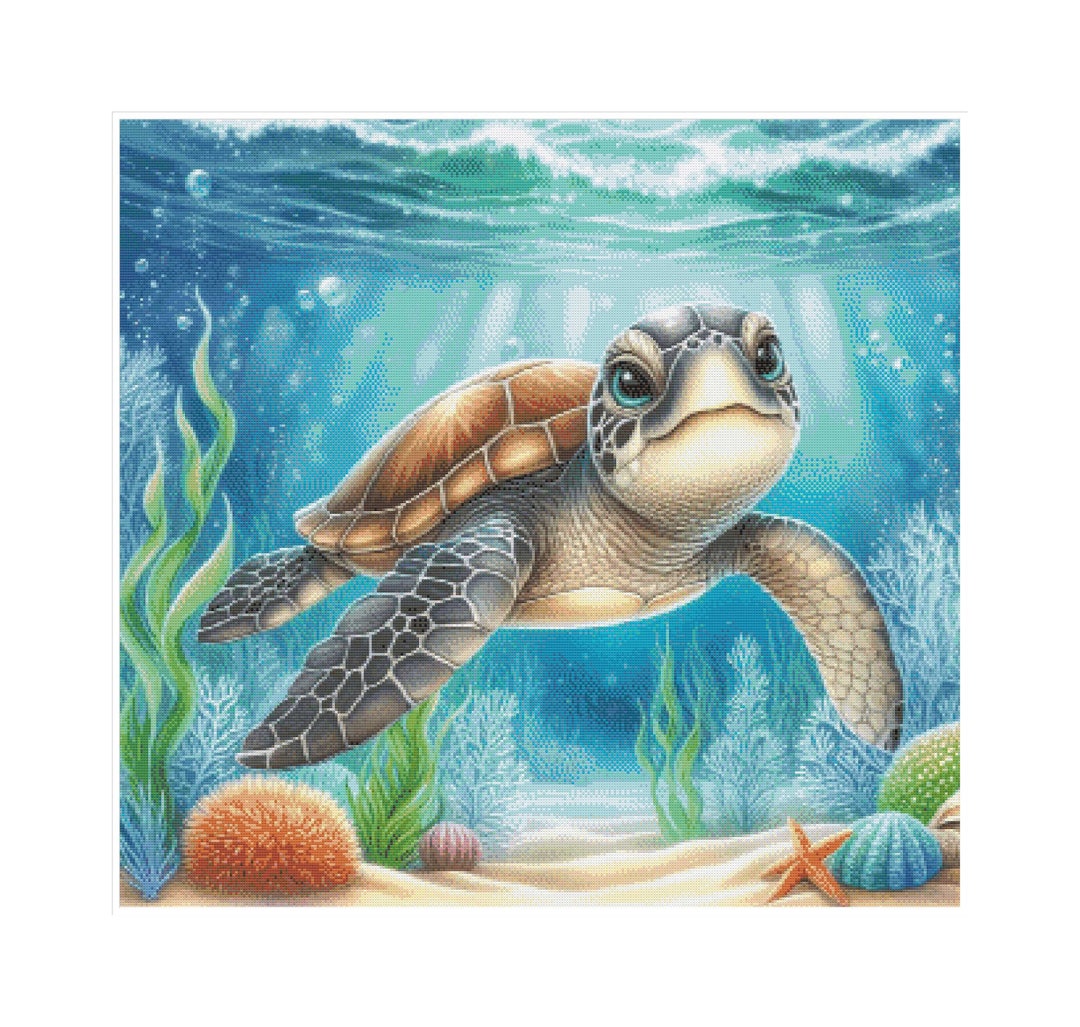 Sea Turtle Cross Stitch, Sea Cross Stitch, Turtle Cross Stitch, Cross ...