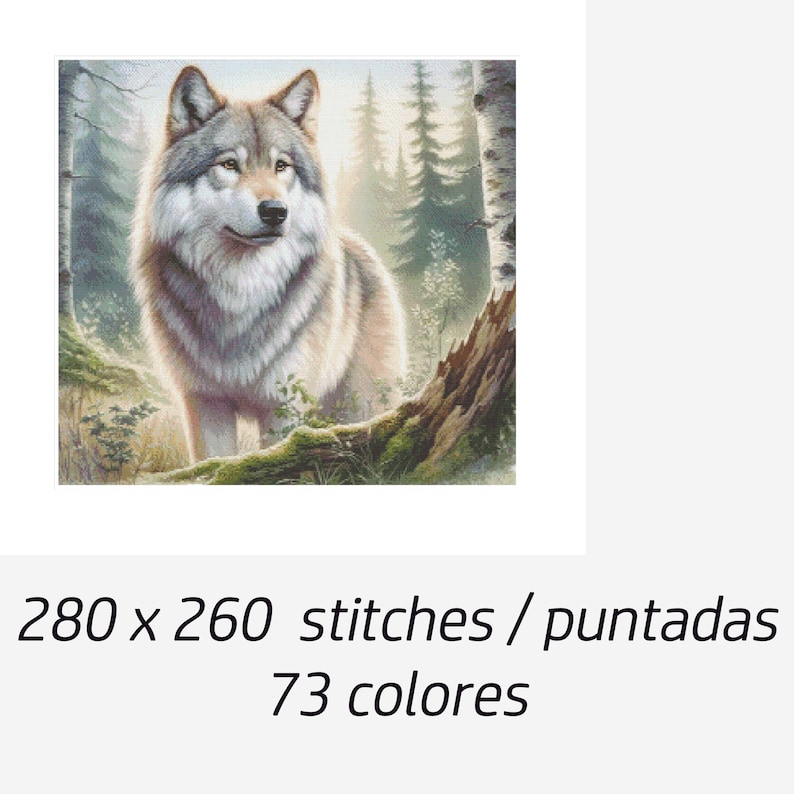 Wolf Cross Stitch, Wolf Cross Stitch, Forest Cross Stitch, Forest ...