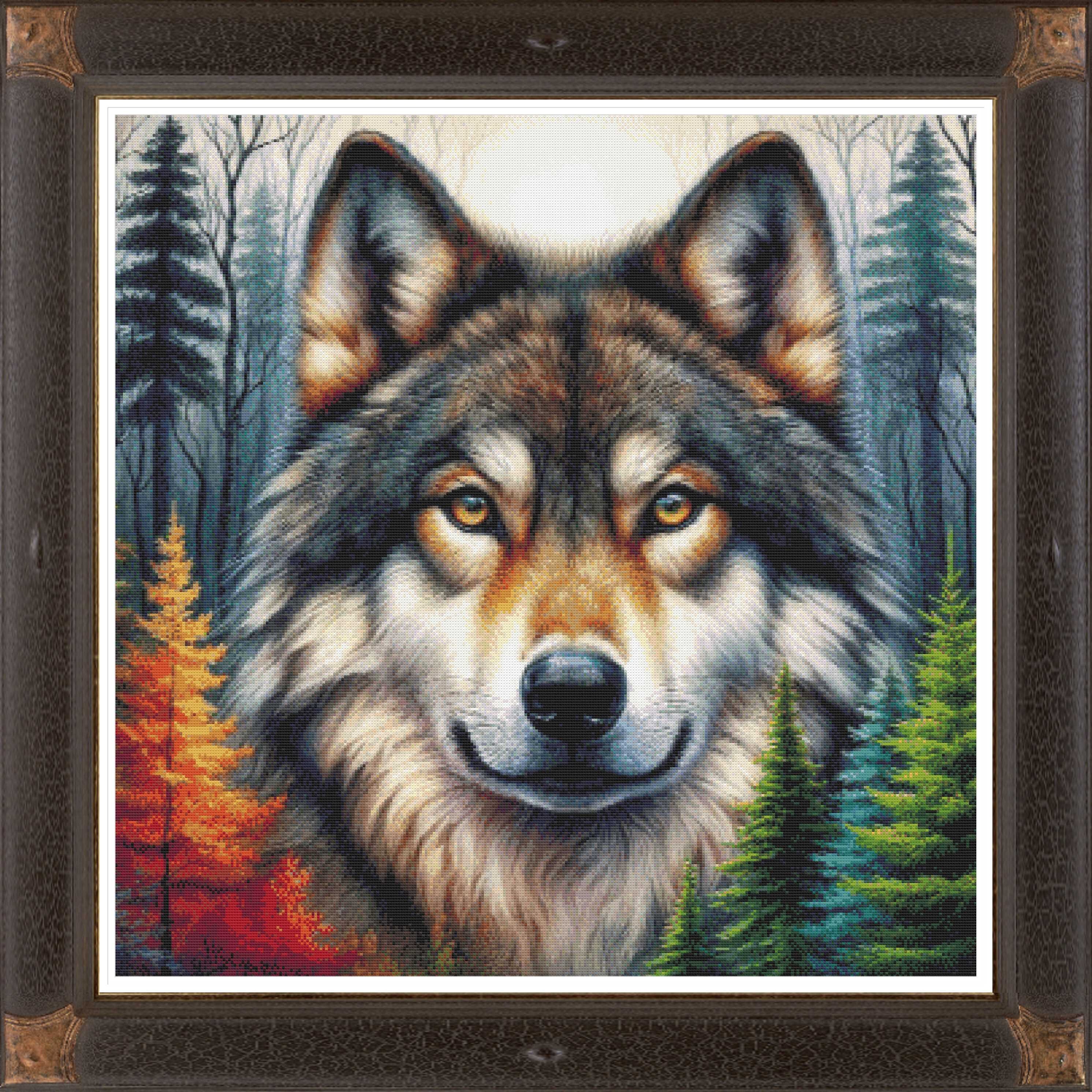 Wolf Cross Stitch, Wolf Cross Stitch, Forest Cross Stitch, Wolf Pattern ...