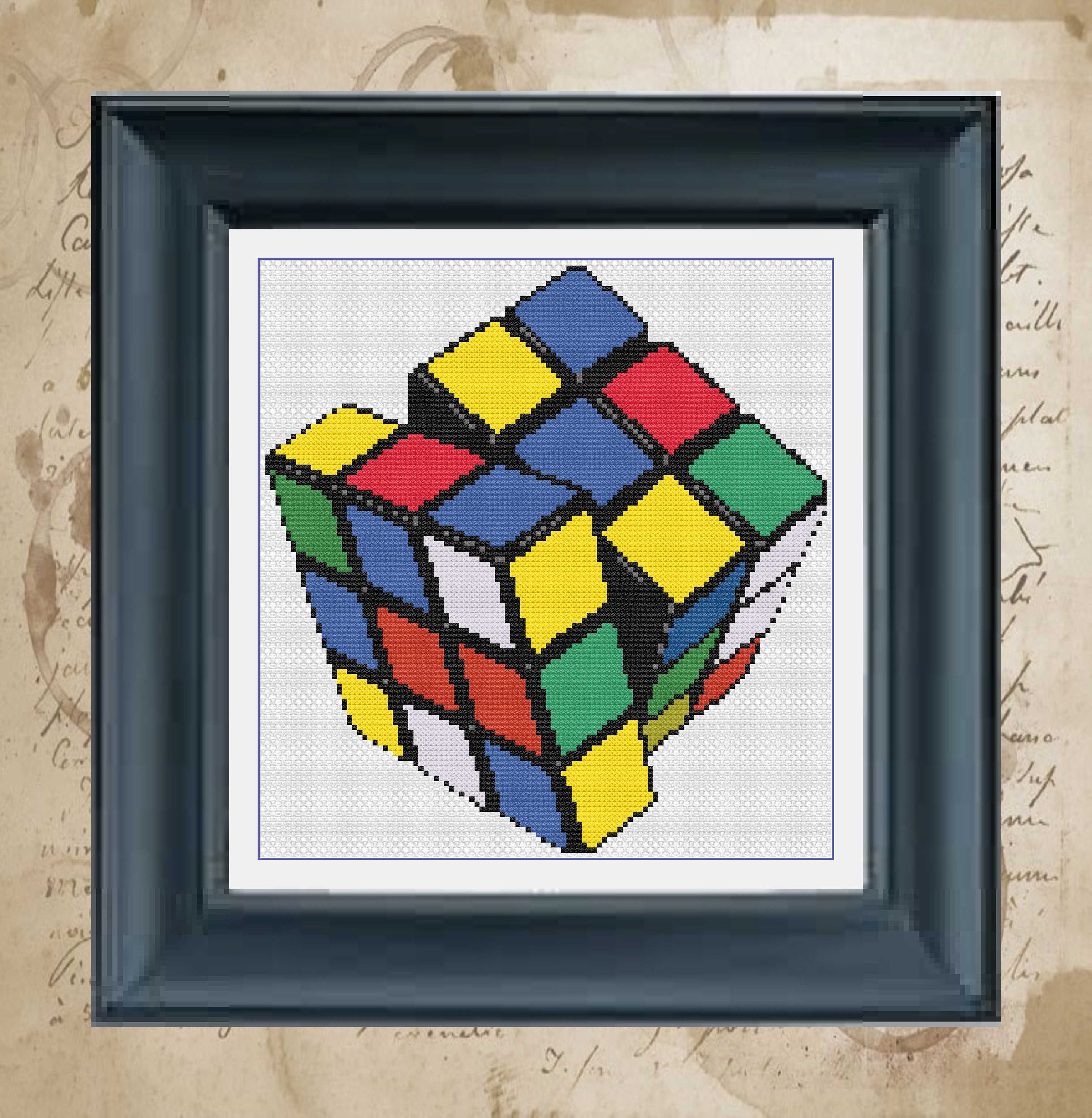 Rubik's Cube Cross Stitch, Rubik's Cube to Embroider, Vintage Cross ...