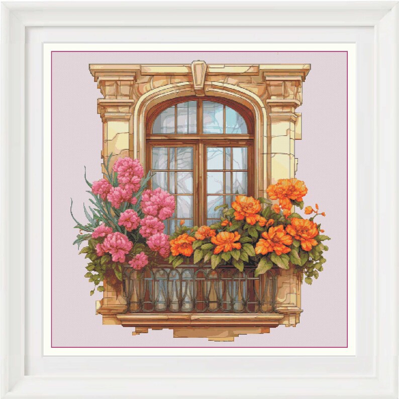 Cross Stitch Window Balcony to Embroider Cross Stitch - Etsy