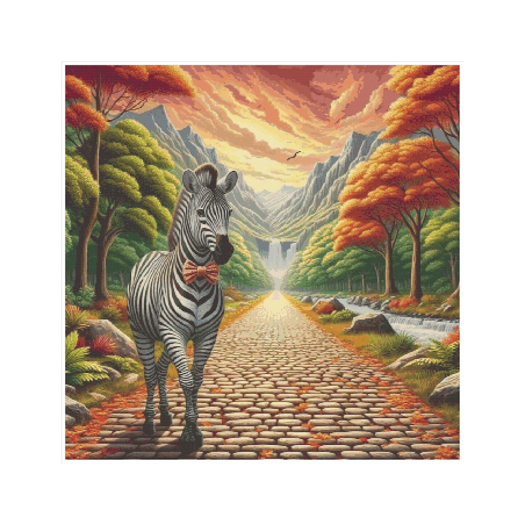 Zebra Cross Stitch Pattern, Forest Cross Stitch, Landscape Cross Stitch ...