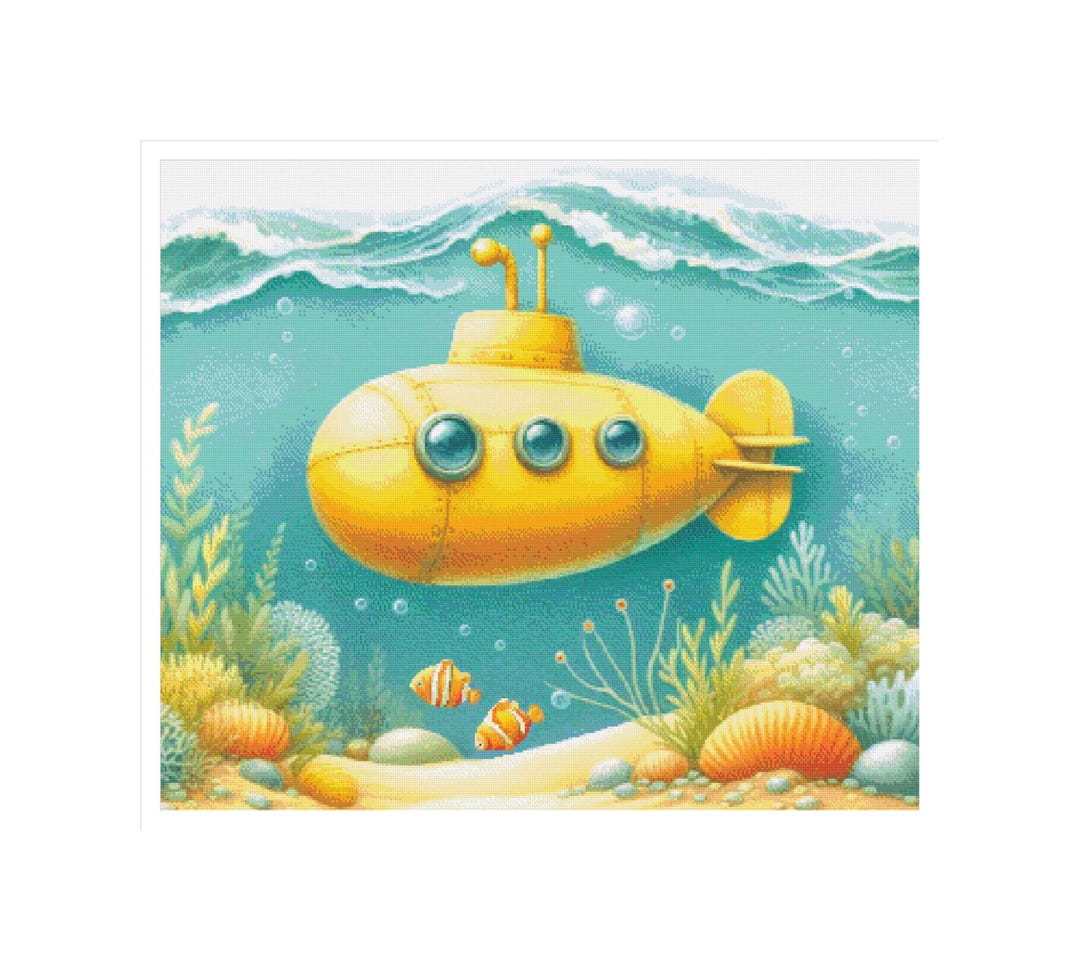 Sea Cross Stitch, Yellow Submarine Cross Stitch, Maritime Cross Stitch ...