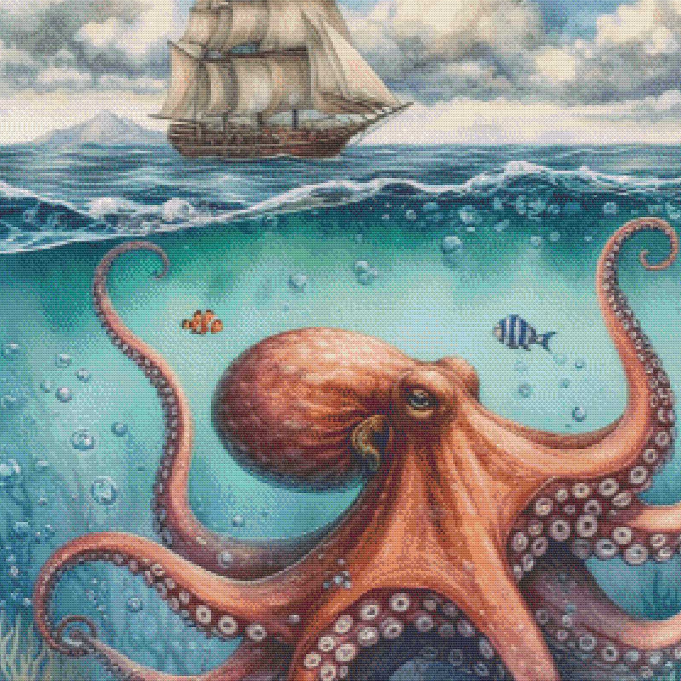 Octopus Cross Stitch, Sea Cross Stitch, Maritime Cross Stitch, Ship ...