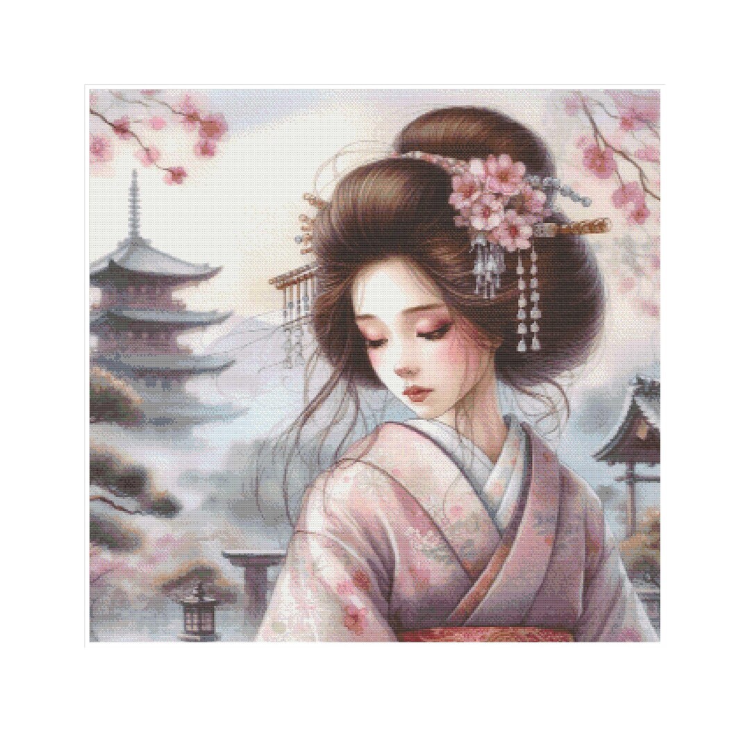 Geisha Cross Stitch, Geisha Pattern, Woman Cross Stitch, Pattern Keeper ...
