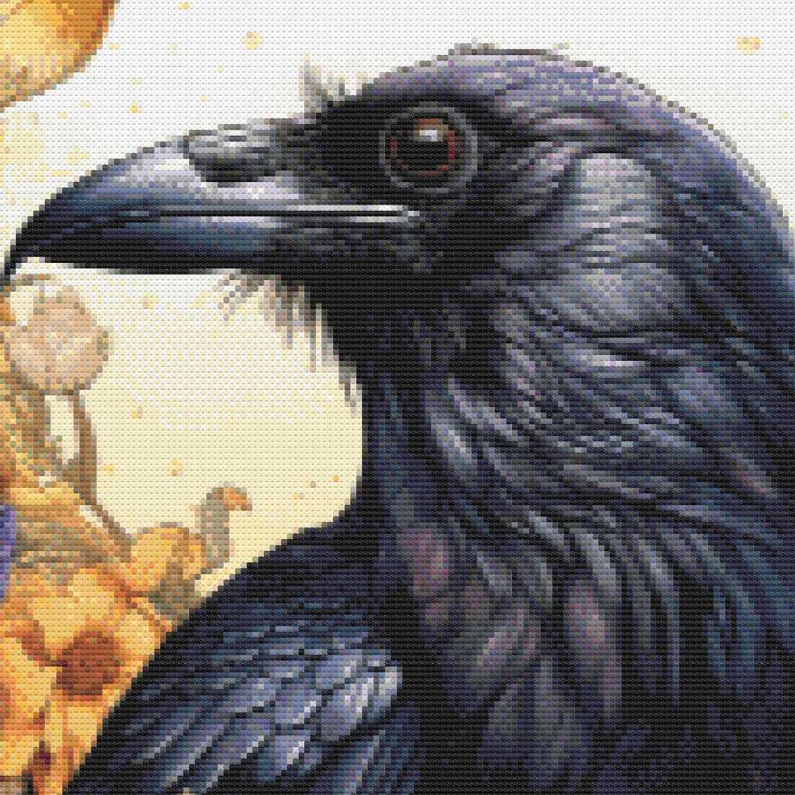 Cross Stitch Raven, Cross Stitch Ravens, Animal to Embroider, Bird to ...