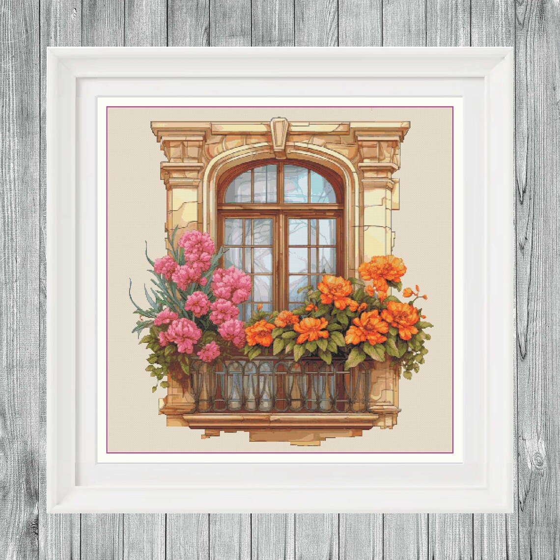 Cross Stitch Window Balcony to Embroider Cross Stitch - Etsy