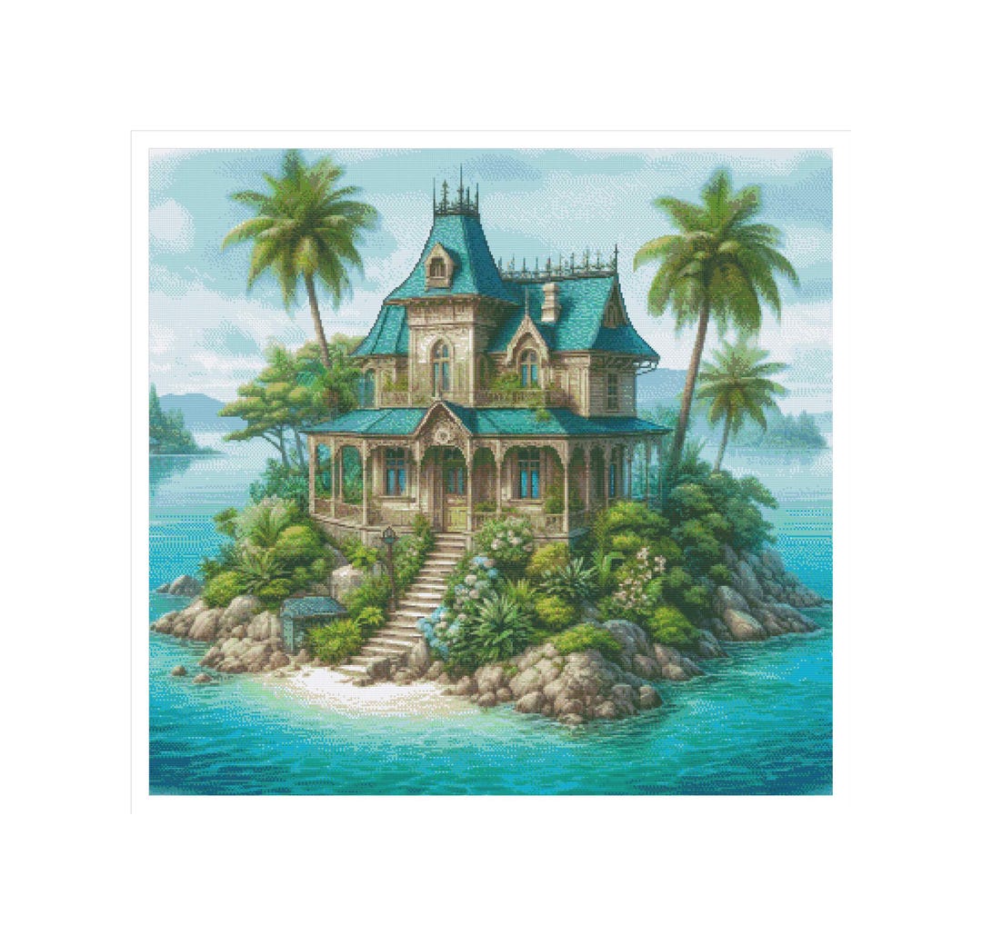 Island Cross Stitch, Beach Pattern, Sea Cross Stitch, Cross Stitch ...