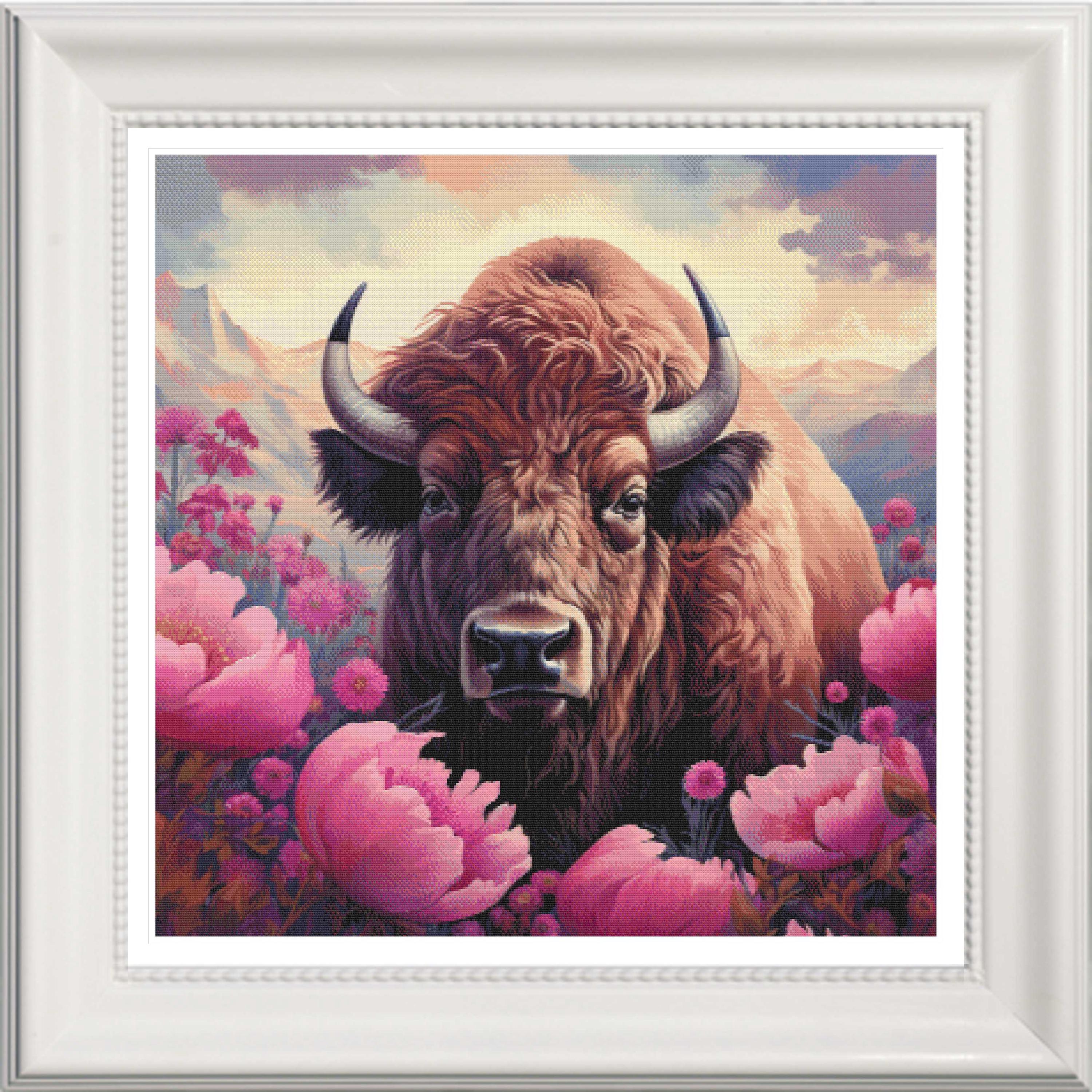 Bison Cross Stitch, Buffalo Cross Stitch, Bison Pattern, Bull Cross ...