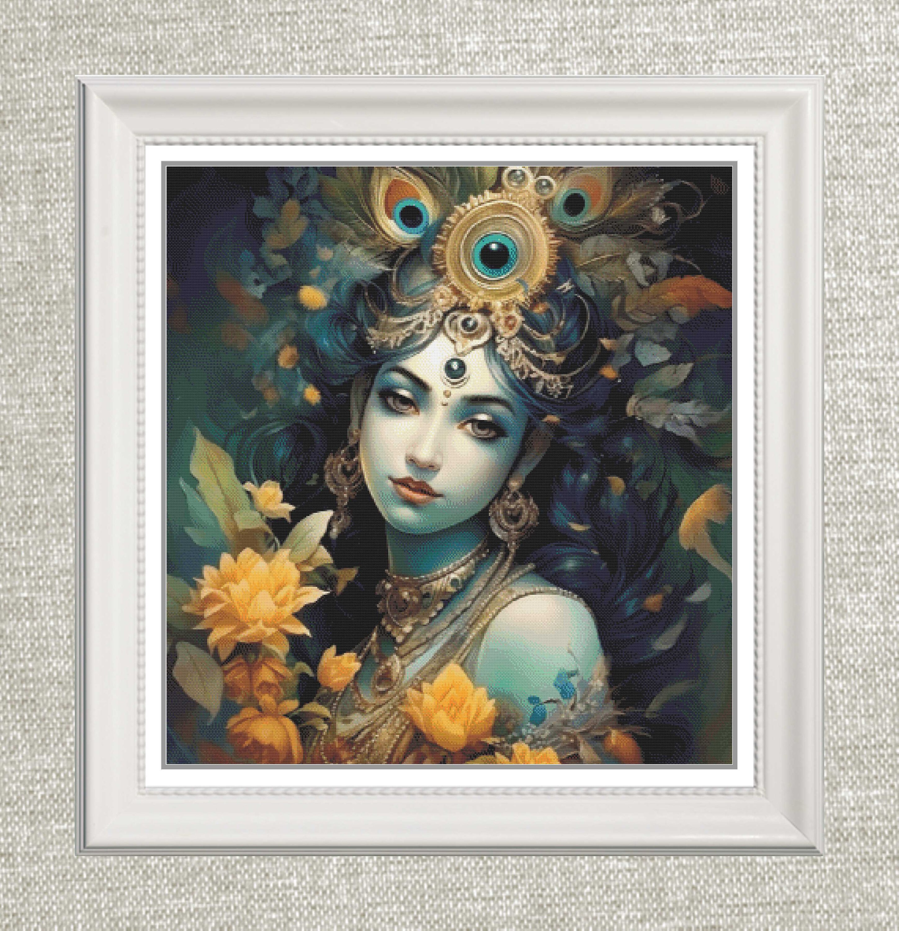 Krishna Cross Stitch, God to Embroider, Goddess Cross Stitch, Cross ...