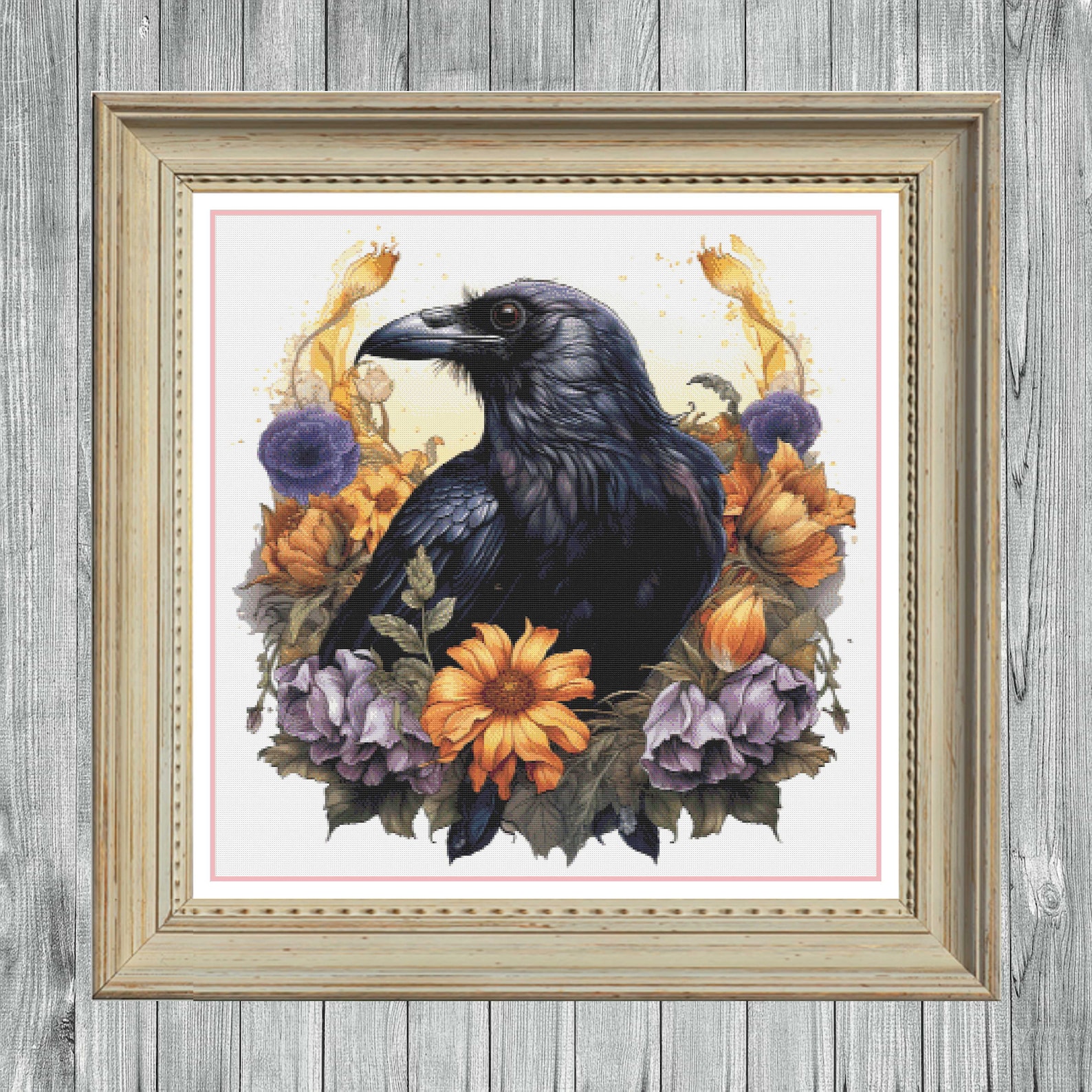 Cross Stitch Raven, Cross Stitch Ravens, Animal to Embroider, Bird to ...
