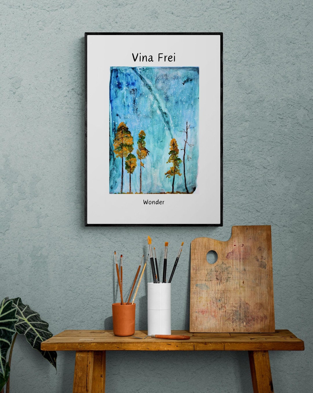 Illustrated Tree Landscape, Hand Drawn Tree Drawings, Tree Art Print ...