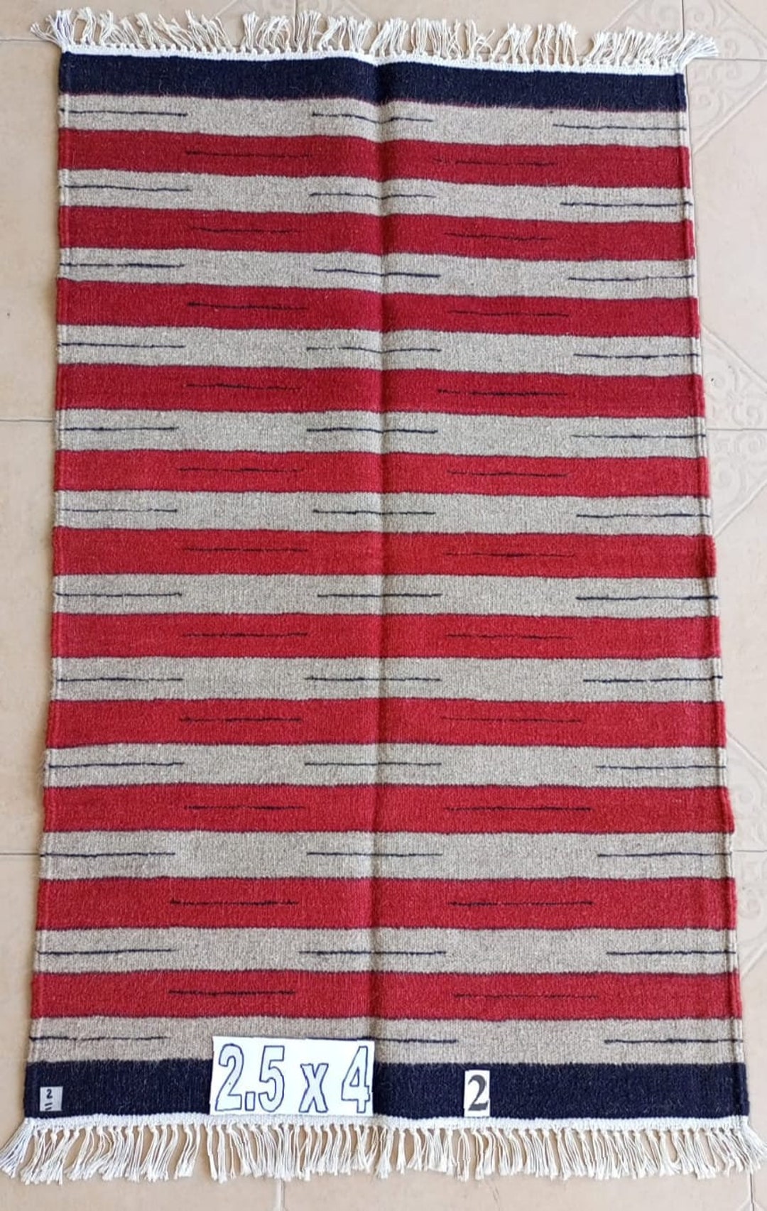 Striped Navajo Rug, Red Striped Navajo Bedroom Rug, Custom Rug, Made to ...