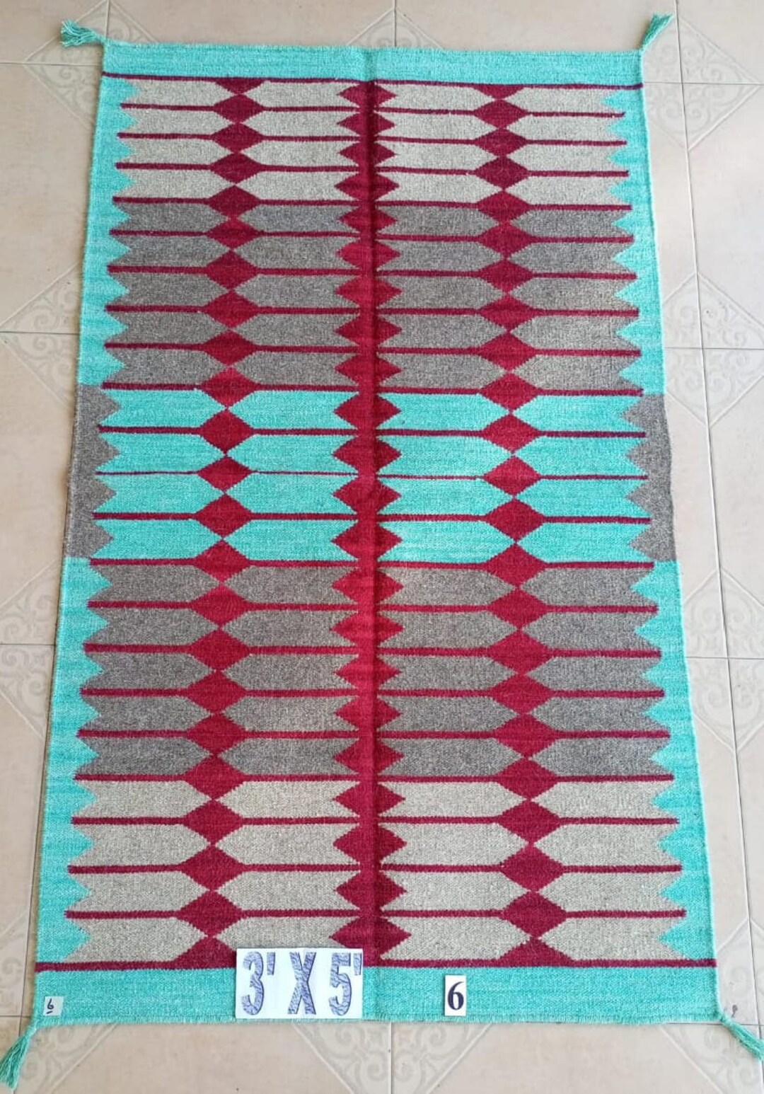 Multi Color Navajo Rug, Red and Green Rug, Navajo Bedroom Rug, Custom ...