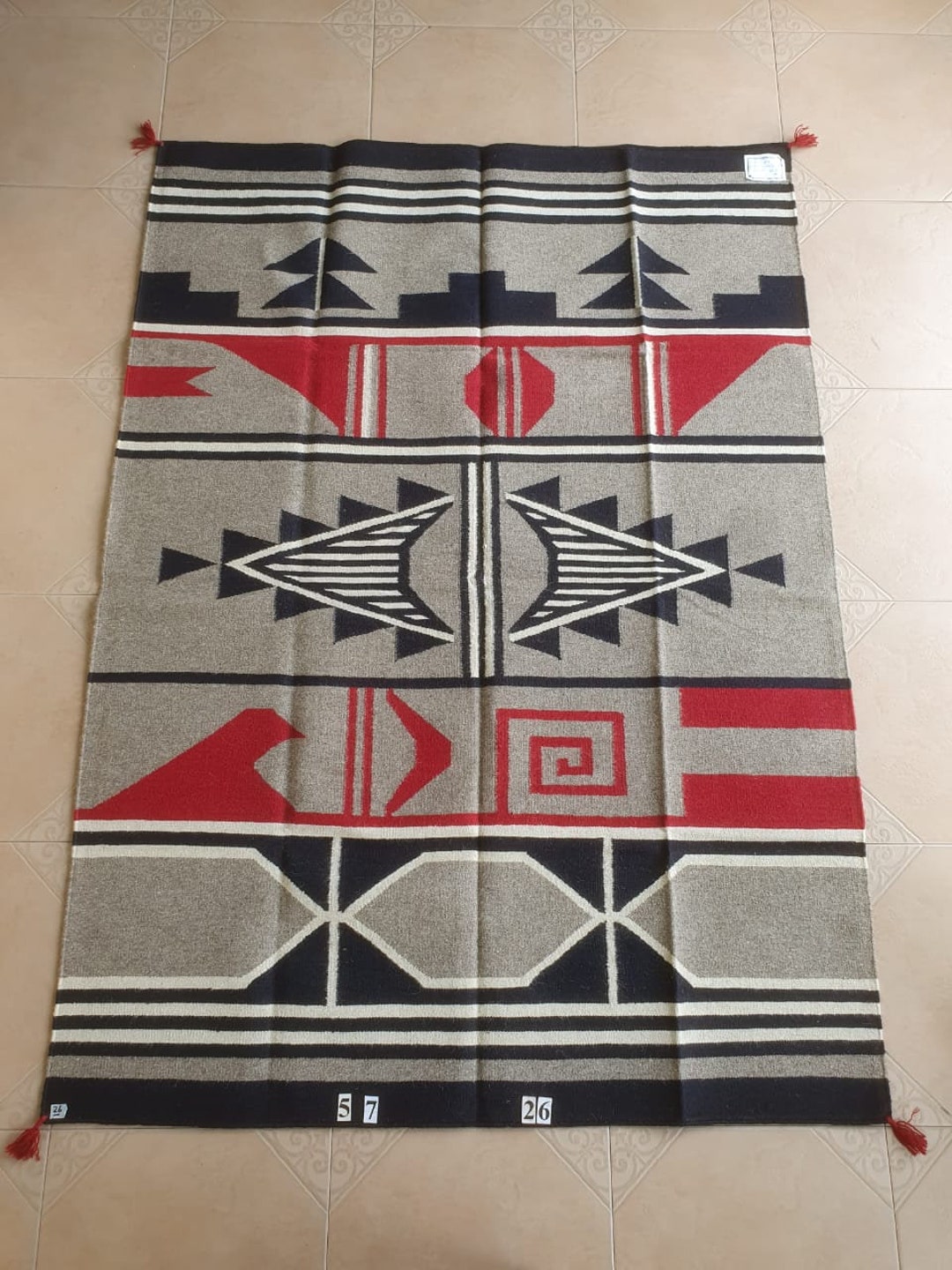 Navajo Rug, Navajo Bedroom Rug, Custom Rug, Red and Grey Rug, Living ...