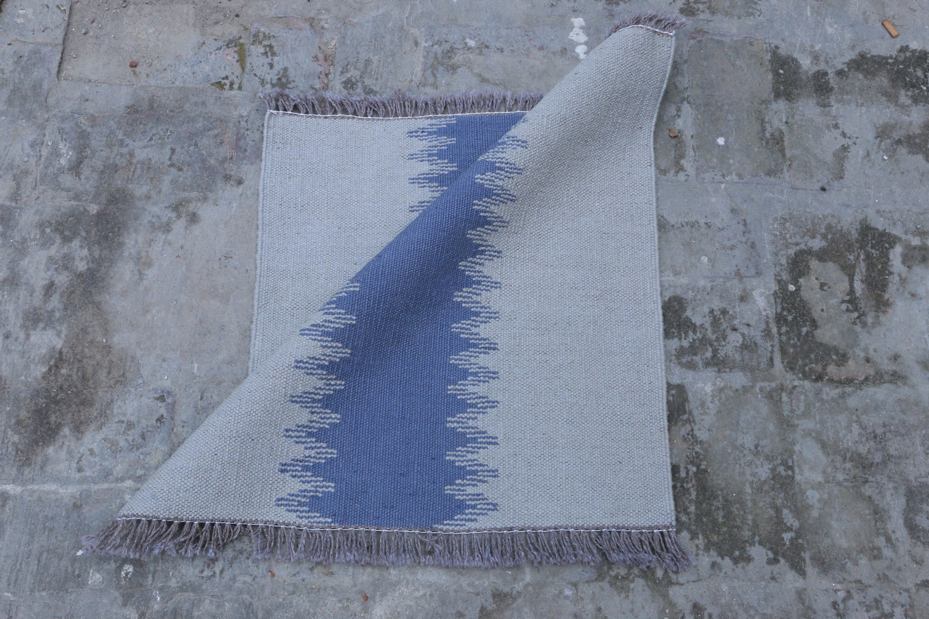 Blue and Grey Rug, Area Rug, Living Room Rug, Bedroom Rug, Dhurrie Rug ...