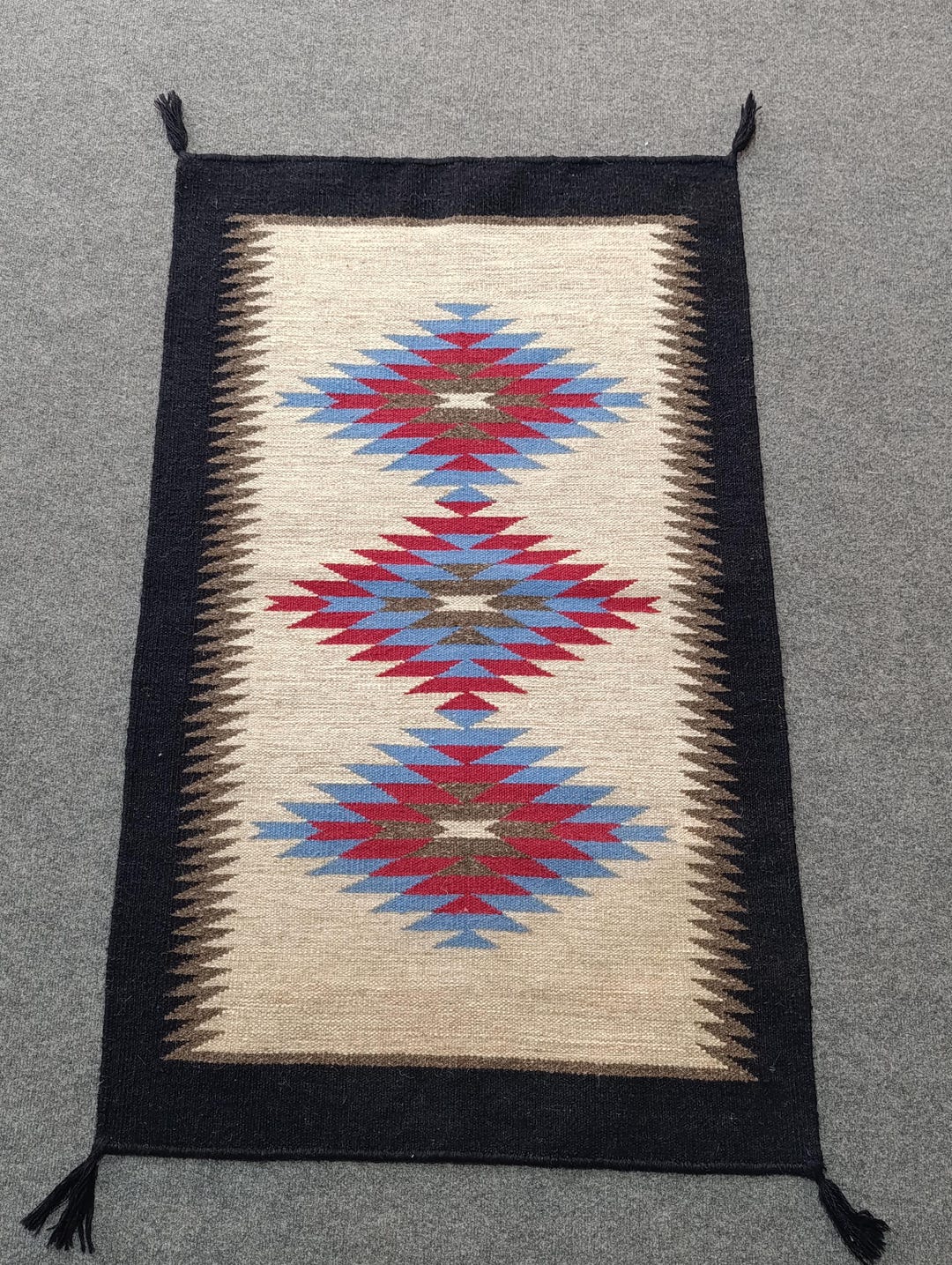 Beige and Blue Navajo Rug, Navaho Bedroom Rug, Custom Order Rug, Made ...