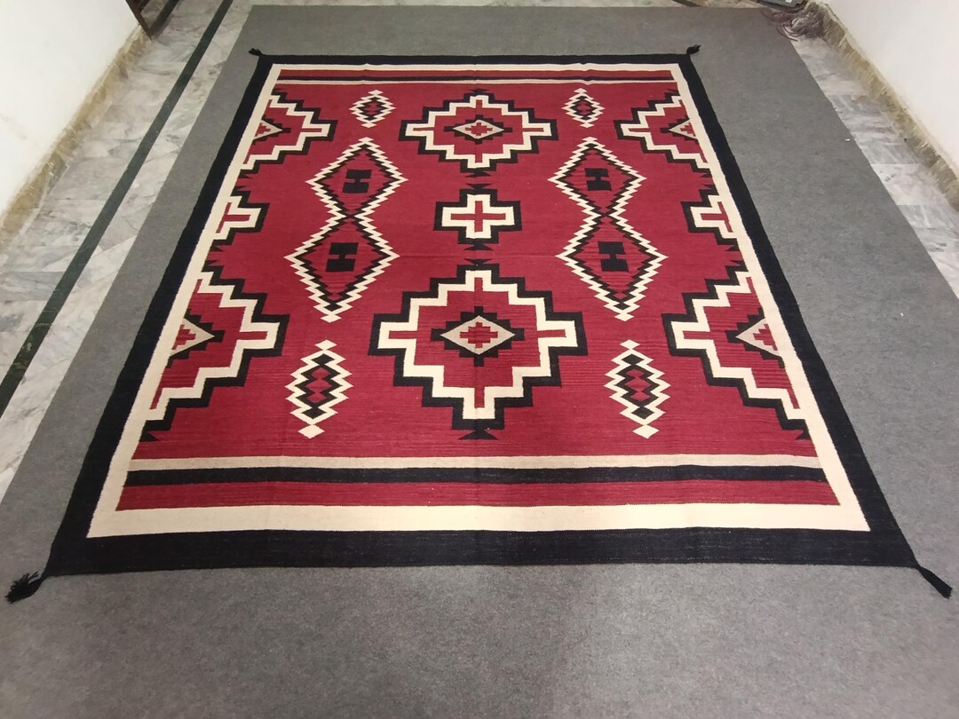 Red Navajo Rug, Navajo Bedroom Rug, Custom Rug, Made to Measure Rug ...