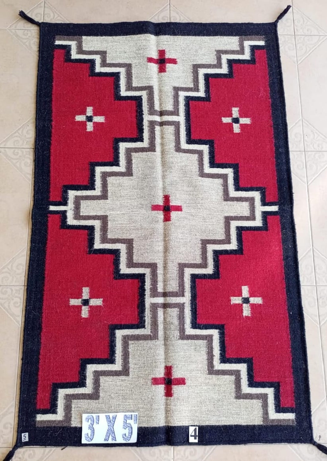 Red and Grey Navajo Rug, Navajo Bedroom Rug, Custom Rug, Made to ...