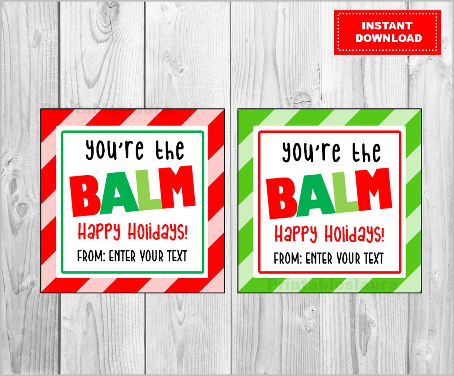 You're the Balm Lip Balm Christmas Favor Gift Tag Editable PDF ...