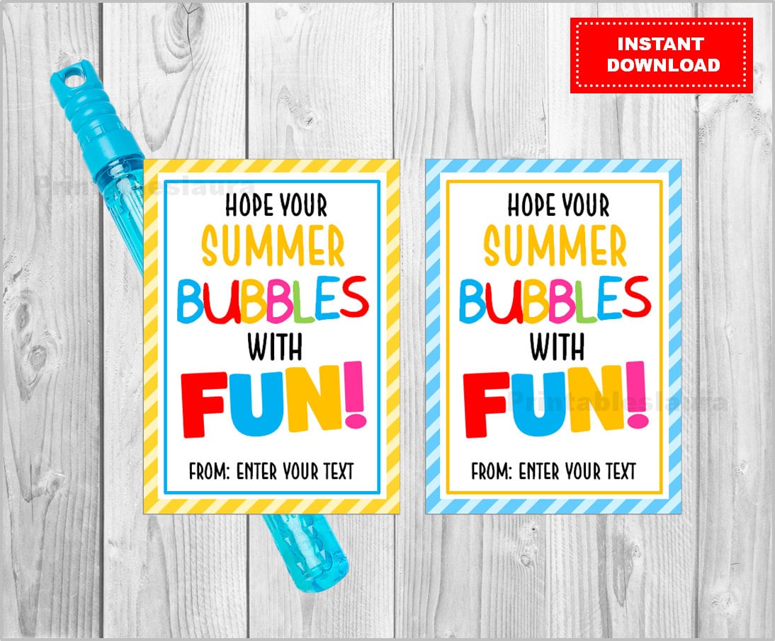 Hope Your Summer Bubbles With Fun Classmate Gifts Editable - Etsy